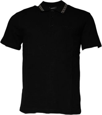 Versace Schwarzes Greca Polo-Shirt