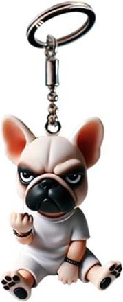 Generic Bouledogue fran&ccedil;ais ornement en m&eacute;tal acrylique 7,5 cm 3D pour sac de chien porte-cl&eacute;s d&eacute;coration dr&ocirc;le pendentif accessoires pour gar&ccedil;ons filles &eacute;tud
