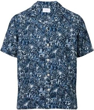 Eton Chemise droite imprim&eacute;e en lin