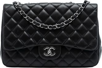 Chanel 2009-2010 Jumbo Classic Lambskin Single Flap shoulder bag - Schwarz