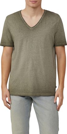 QS by s.Oliver Gewaschenes T-Shirt mit Rollkante in Melange-Optik