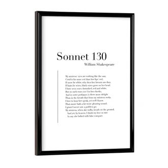 artboxONE Poster mit schwarzem Rahmen 18x13 cm Typografie Sonnet 130 by William Shakespeare - Bild Sonnet 130