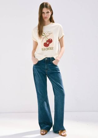 Mango T-shirt en coton imprim&eacute; rouge - Femme - XXS - MANGO