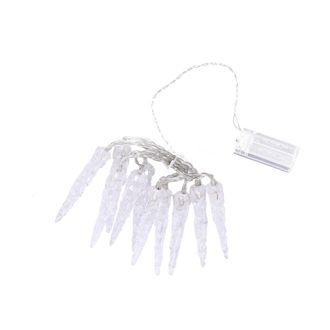 NUOBESTY Eiszapfen Lichterkette LED 10 St&uuml;ck Warmwei&szlig; 1,5m Batteriebetrieben f&uuml;r Karaoke und Parks Flexibles Design f&uuml;r Innen und Au&szlig;en