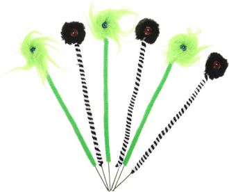 Cabilock 6 Stück Halloween Baumdeko mit Spiralförmigen Sandwurm-stielen Kuschelige Grüne und Schwarz-weiße Augenpflanzen-stecker Spukige Geister-Ornamente für 