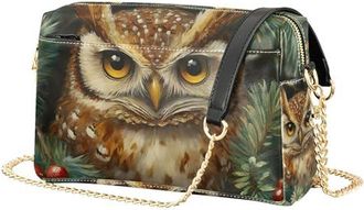 Mnsruu Sacs à bandoulière en cuir pour femme, motif hibou dans larbre
