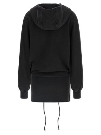 The Attico Faded Fleece Hooded Dress - Black