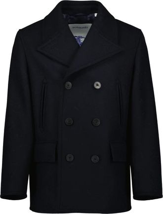 Burberry Homme, Vestes, Bleu, Taille: M Manteau en Laine Bleu Marine