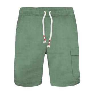 MC2 Saint Barth Herren Leinen Bermuda Shorts mit Kordelzug - - Shorts - Herren - Gr&uuml;n - M