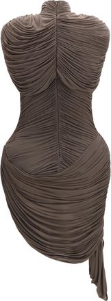 Magda Butrym Draped High-Neck Dress - Brown