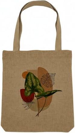 Fabulous Sac Shopping Tote Bag Aspect Lin - Philodendron Plante Tropical Exotique Jungle - Sac de Courses Toile Epaisse 360g Beige Naturel Cabas Port&eacute; Epaule S