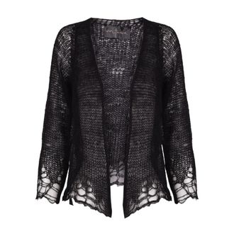 Cortana Kurze- offen gestrickte Jacke - - Knitwear - Damen - Schwarzk - M