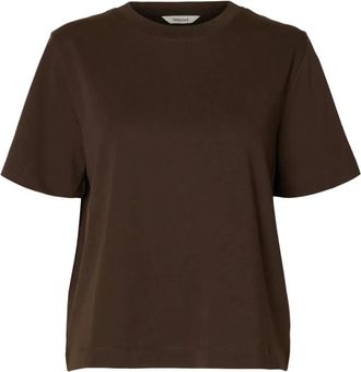 Selected Essential SS Boxy Tee - - Tops - Damen - Braun - XS