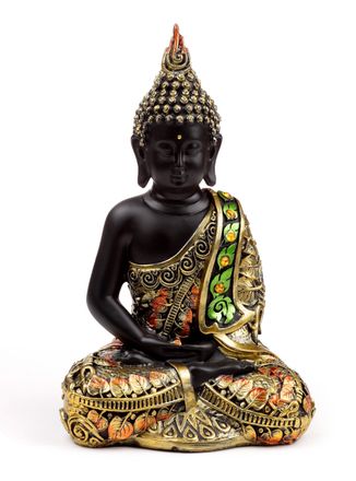 Puckator Thail&auml;ndischer Buddha - Schwarz und Orange - Kontemplation