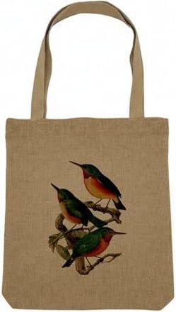 Fabulous Sac Shopping Tote Bag Aspect Lin - Todier Oiseaux Planches Biologie Faune Illustration Ancienne - Sac de Courses Toile Epaisse 360g Beige Naturel Caba