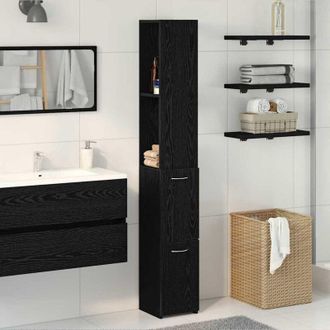 vidaXL Cabinet de Salle de Bain Ch&ecirc;ne noir 25 x 25 x 170 cm Vidaxl