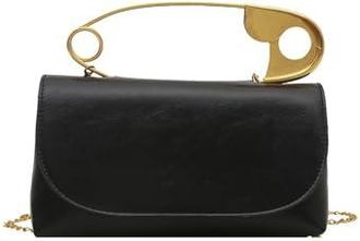 Generic Pochette de soir&eacute;e pour femme avec poign&eacute;e dor&eacute;e en &eacute;pingle &agrave; nourrice, sac &agrave; bandouli&egrave;re avec sangle de cha&icirc;ne, petit sac &agrave; main en cuir, Bzxkb-01-no