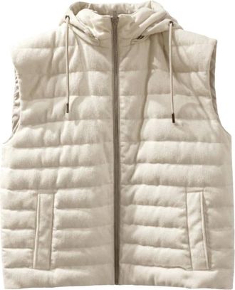 Herno Homme, Vestes, Blanc, Taille: L Veste &agrave; Capuche Sans Manches avec Fermeture &Eacute;clair Double Sens