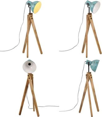 vidaXL Stehleuchte 25 W Blau 45x45x120 cm E27 - Stehlampe - Industrielle Beleuchtung - Wohnraumleuchte - Mangoholz - Metallleuchten - Home & Living