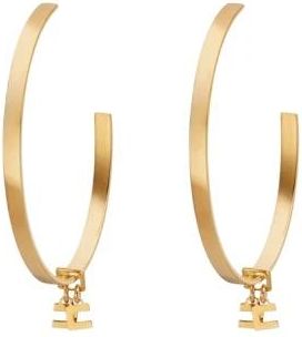 Elisabetta Franchi Gebogene Ohrringe mit Logo - - Accessories - Damen - Gelb - ONE SIZE
