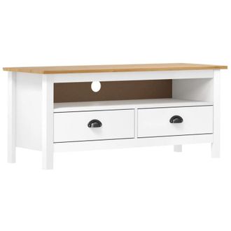vidaXL Meuble tv Hill Range Blanc 110x40x47 cm Bois de pin solide