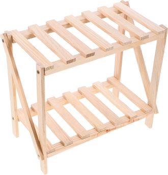 OSALADI 2 St&ouml;ckiger Pflanzenst&auml;nder aus Holz Dekorativer Blumentopfhalter f&uuml;r Balkon und Wohnzimmer Kompakter Blumenst&auml;nder mit Nat&uuml;rlichem Design