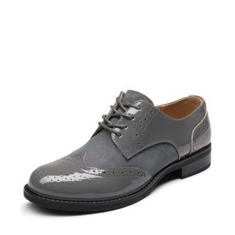 Dream Pairs Damen Klassische Derby Schn&uuml;rhalbschuhe Oxford flach Brogues atmungsaktiv Damen Anzugschuhe komfortabel Businessschuhe,Size 41,Dunkel/Grau,SDOX2201W-E