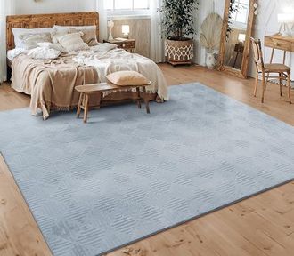 Paco Home Tapis Salon Chambre Adulte Poils Ras Motif Scandinave Motif Boho Motif Geometrique, Dimension:120x160 cm, Couleur:Gris