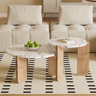 Generic Moderner Couchtisch 2er-Set, zusammensetzbarer Beistelltisch f&uuml;r Wohnzimmer, Sofa und Balkon, Nesting-Couchtisch mit kunstvoller Oberfl&auml;che, vielseiti