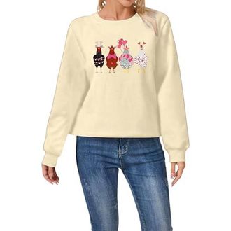 Generic Pull &agrave; capuche pour femme avec imprim&eacute; lettres et col rond pour lautomne et lhiver 2026, beige, L