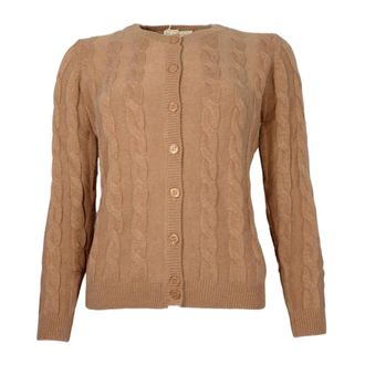 Cashmere Company Beige Cashmere Cardigan Treccia Donna - - Knitwear - Damen - Beige - XL