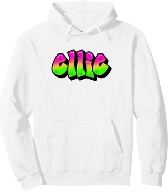 BDAZ Ellie Graffiti Personalisierter Name Gr&uuml;n Rosa Frauen M&auml;dchen Pullover Hoodie