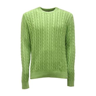 Sun 68 Rundhals-Pullover mit Zopfmuster im Vintage-Look - - Knitwear - Herren - Gr&uuml;n - L