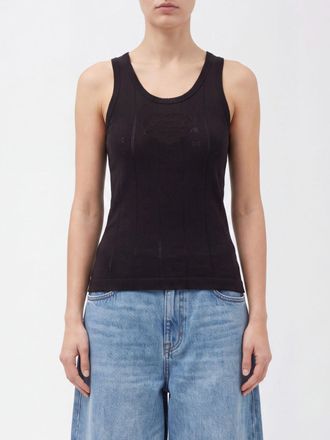 Ganni Slim-Fit-Tanktop aus Bio-Baumwolle mit gesticktem Brustlogo