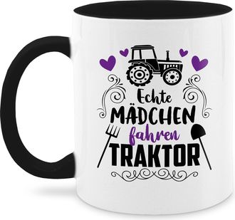 Shirtracer Tasse Tassen 325ml - Deko Hobby Geschenk - Echte Mädchen fahren Traktor - schwarz - 325 ml - Schwarz - kaffee und teetasse trecker coffee cup kaffeeta