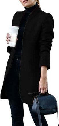 Generic Trench coat dhiver pour femme, blazer mi long ouvert sur le devant, manteau chaud et d&eacute;contract&eacute;