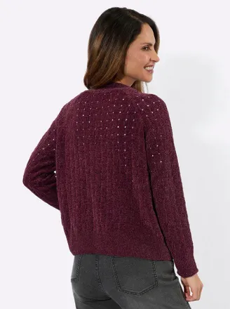 Witt Strickjacke Chenille-Strickjacke Langarm Strukturstrick