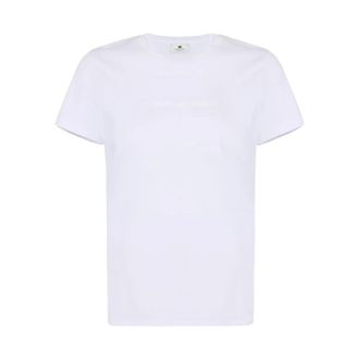 Elisabetta Franchi Jersey-T-Shirt mit gesticktem Logo - - Tops - Damen - Wei&szlig; - M