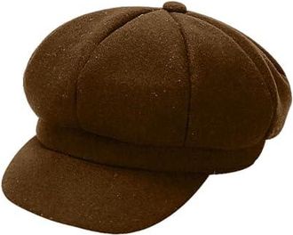 Generic Chapeau femme automne et hiver chaud mode laine b&eacute;ret peintre chapeau d&ocirc;me chapeau chapeau cuir femme, caf&eacute;, Taille unique