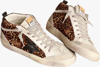 Golden Goose Baskets Mid Star imprim&eacute;es l&eacute;opard en cuir