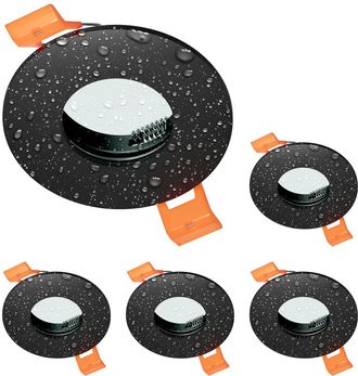LEDs Com 5 Stück Bad-Deckeneinbaurahmen ERID, Feuchtraum, Badezimmer, IP44, rund, schwarz matt