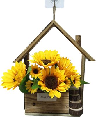 Generic Wood Wall Planter - Modern Wood Planter Vase, Rustic Hanging Decor | Wall-Mount Wooden Planter in House Shape with Finish for Home Bathroom Living Roo