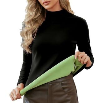 Generic sous Pull Femme Haut Thermique Femme sous Pull Thermique Femme Doux Glamour Manches Longues Slim Col Demi Haut Uni Ou Multicolore avec Fermeture &Eacute;clai