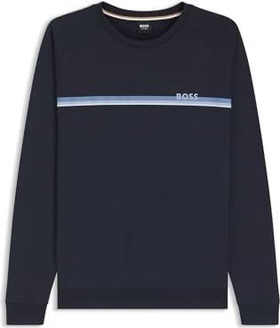 BOSS Hommes Authentic Sweatshirt Sweat en Molleton de Coton &agrave; Rayures et Logo