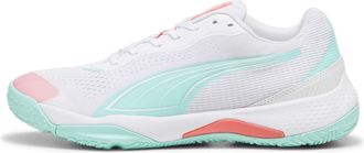 Puma Unisex Adults SOLARSTRIKE III W+ Indoor Court Shoe, PUMA White-Electric Peppermint, 42 EU