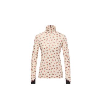 Moncler Moncler Floral Print Polo Neck, Women, White, Size: Xl