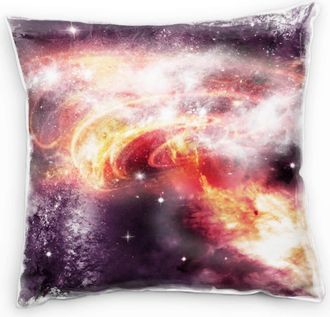 Paul Sinus Art Illustration, Galaxie, rot, orange, lila, Sterne Deko Kissen 40x40cm für Couch Sofa Lounge Zierkissen - Dekoration zum Wohlfühlen