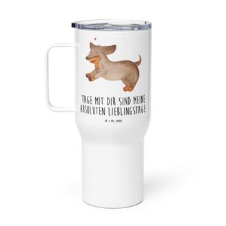 Mr. & Mrs. Panda XXL Thermobecher Hund Dackel - Geschenk, Sprüche, Autobecher, Herz, Dachshund, Großer, XL Reisetasse, Reisebecher, Hunde, Süß, Jumbo Becher