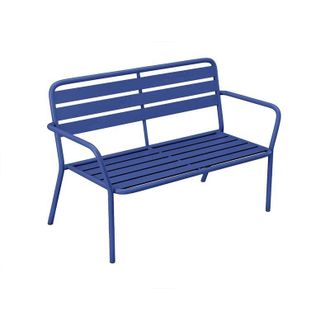 Vente-Unique Banc de jardin en m&eacute;tal - Bleu nuit - MIRMANDE de MYLIA