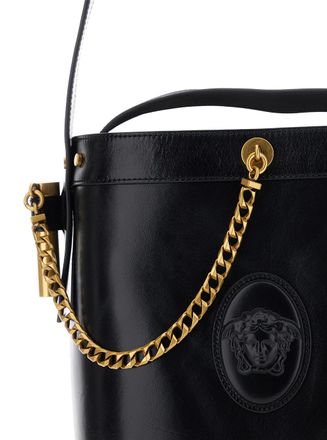 Versace Womens Leather Bucket Bag Brown Shoulder